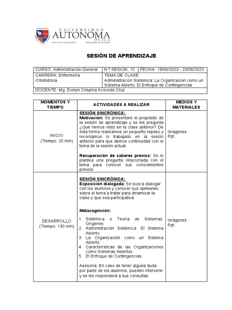 Sesión de Aprendizaje - 10 | PDF | Evaluación | Cognición