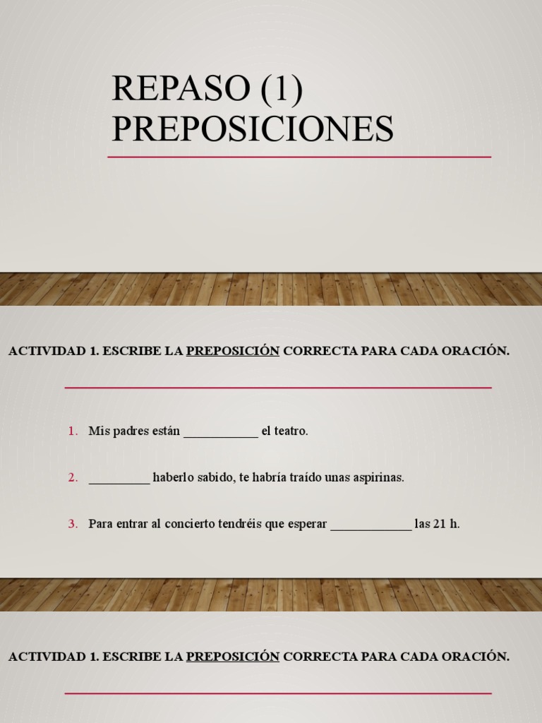Ejercicios de Preposiciones en Español | PDF