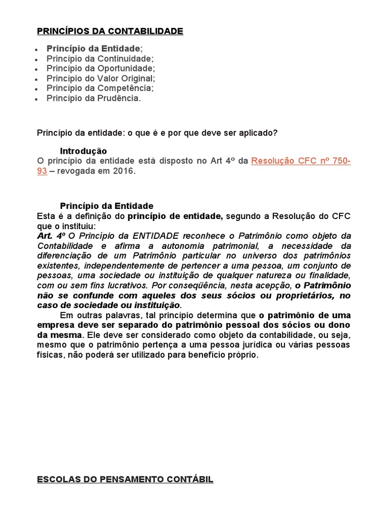 Princípios Da Contabilidade | PDF | Contabilidade | Escrituração contábil