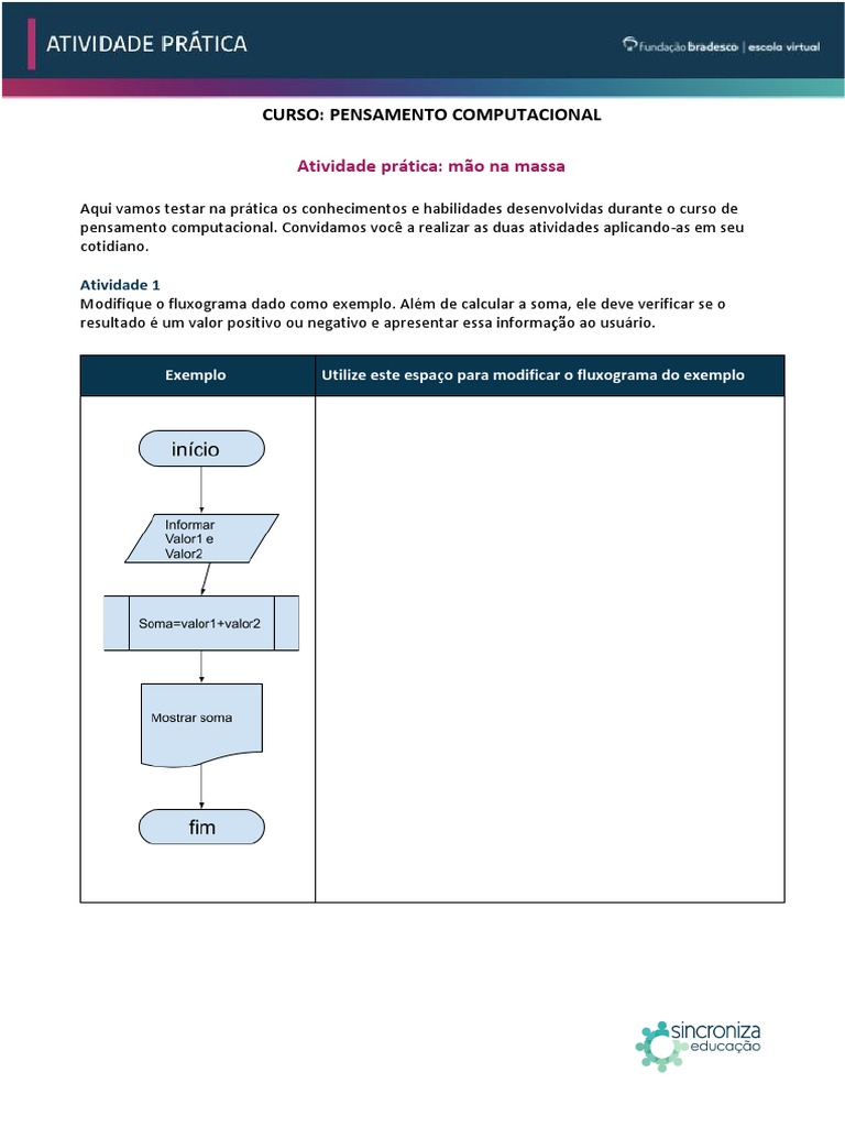 ATIVIDADE PRÁTICA [PENSAMENTO COMPUTACIONAL] | PDF