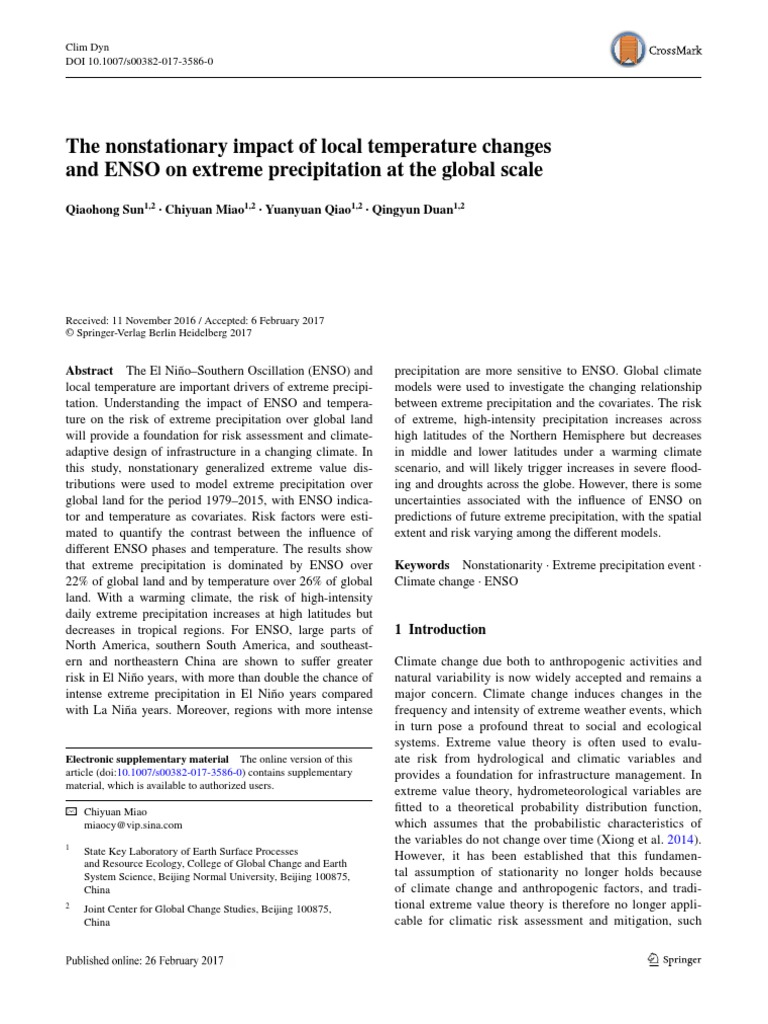 The Nonstationary Impact of Local Temperature Changes and ENSO On ... The Nonstationary Impact of Local Temperature Changes and ENSO On ...
