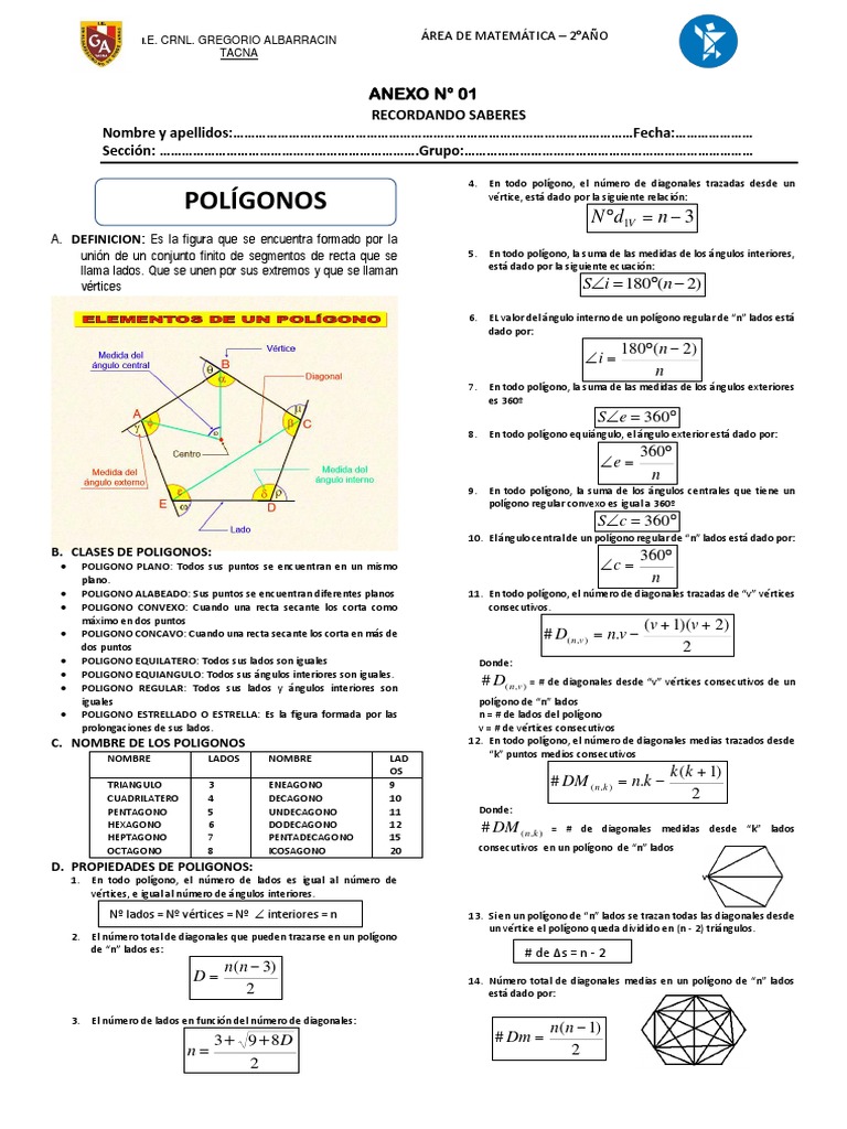 Ficha Poligonos | PDF | Geometría del plano euclidiano | Geometría Convexa
