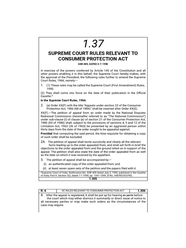 Supreme Court Rules on Consumer Appeals | PDF | Supreme Court Of India ...