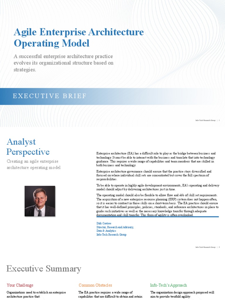 It Agile Enterprise Architecture Operating Model Executive Brief V1 | PDF | Enterprise ...