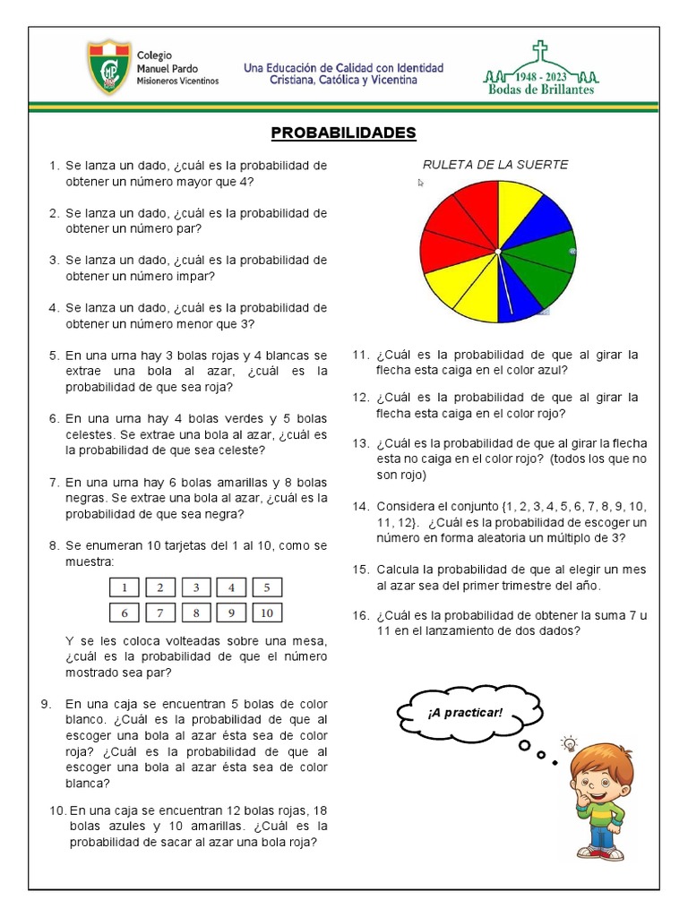 Ficha de Trabajo - Probabilidades | PDF | Probabilidad | Ruleta