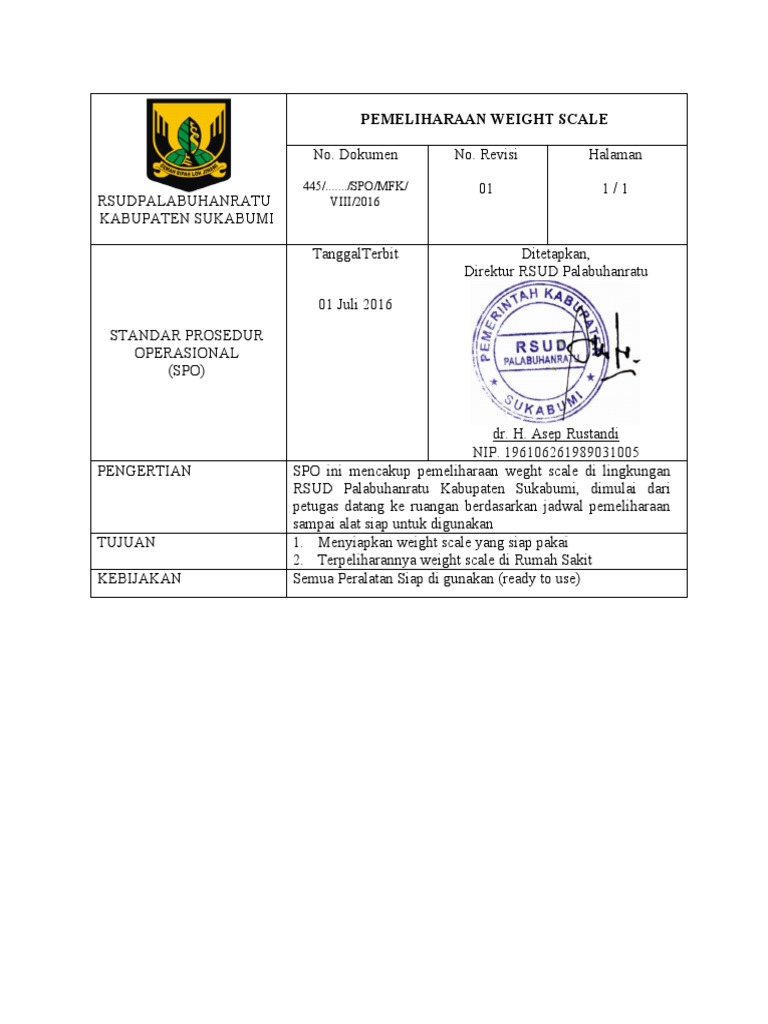 Sop Pemeliharaan Weight Scale | PDF