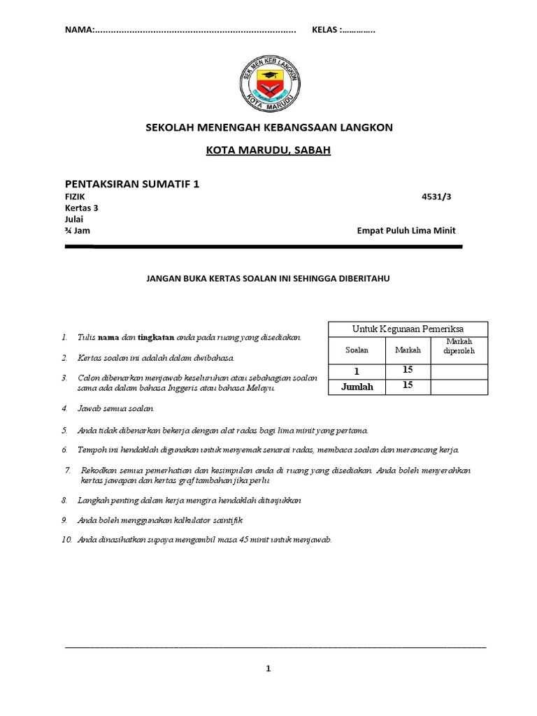 Kertas 3 Fizik | PDF