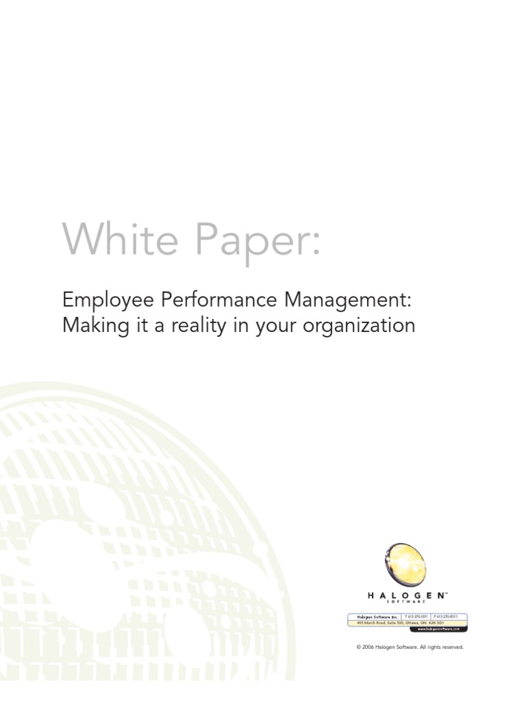 White Paper:: Employee Performance Management: Making It A Reality in ...