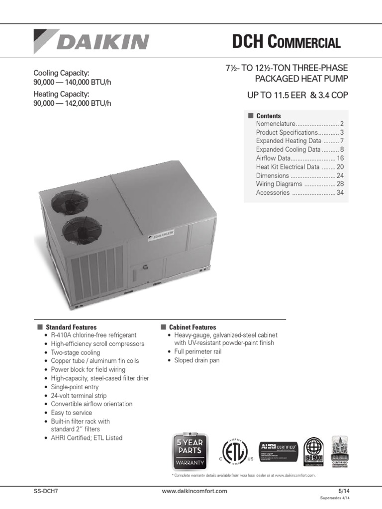Daikin DCH7 Specs | PDF | Fuse (Electrical) | Power Supply