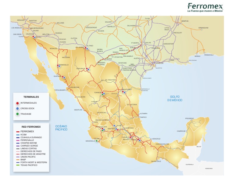 Mapa Ferromex Terminales Red | PDF | México