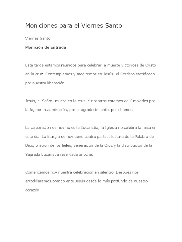 Moniciones para el Viernes Santo | PDF