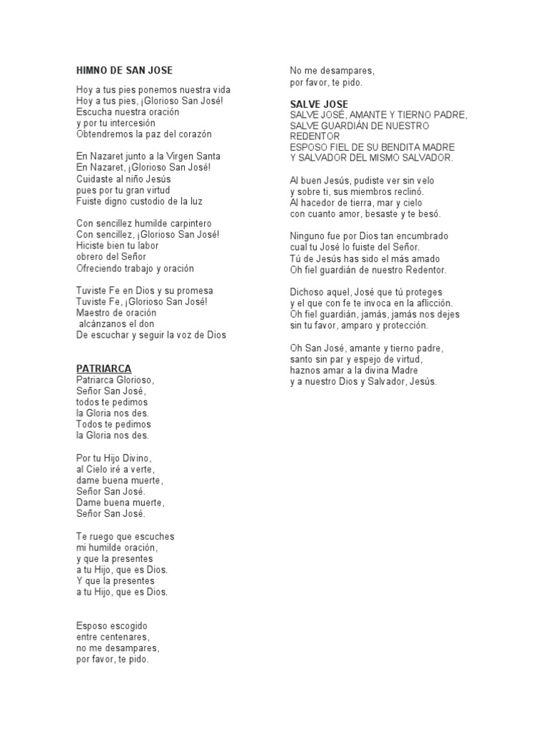 Himno a San José: Alabanza y Oración | PDF | San José | Intercesión