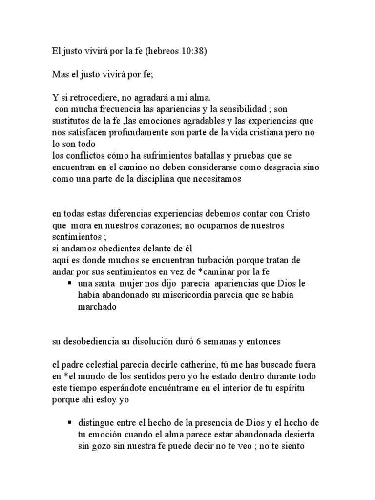 El Justo Vivirá Por La Fe | PDF | Fe | Amor