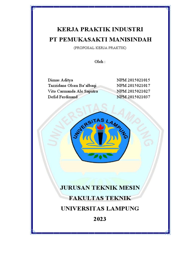 Proposal KP Pt. Psmi-1 | PDF | Teknologi & Rekayasa