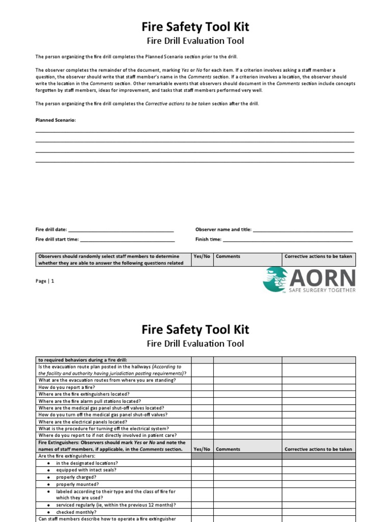 Fire Drill Evaluation Checklist Tool | PDF | Fire Safety | Fires