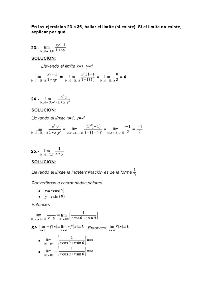 Límites y Derivadas Parciales en Funciones de Dos Variables | PDF ...