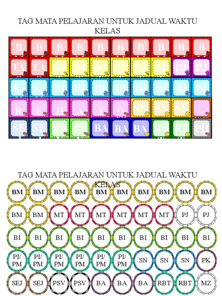 Tag Mata Pelajaran Untuk Jadual Waktu Kelas2 | PDF