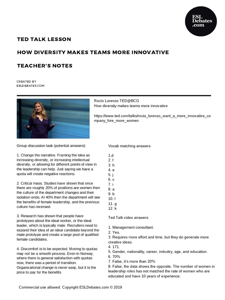 TED Talk - How Diversity Makes Teams More Innovative | PDF | Leadership ...