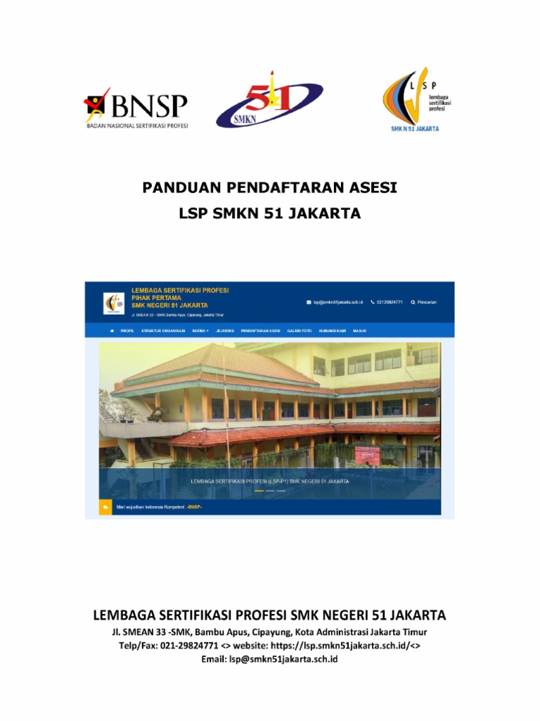 Panduan Pendaftaran Asesi LSP SMKN 51 Jakarta | PDF Panduan Pendaftaran Asesi LSP SMKN 51 Jakarta | PDF