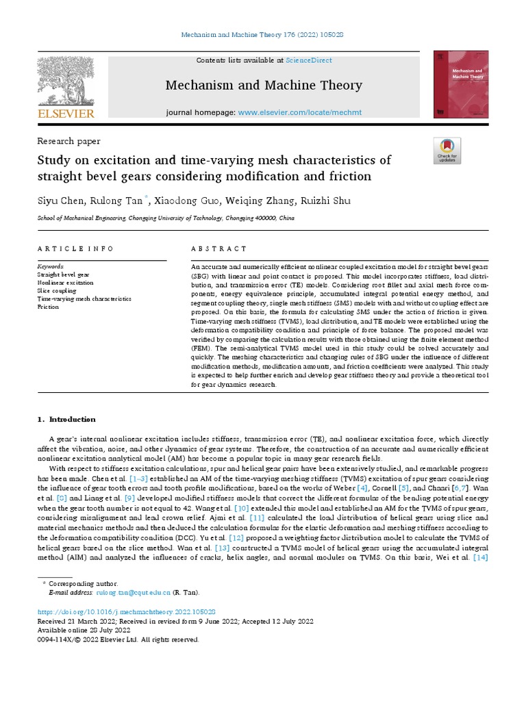 An Accurate And Numerically Efficient Time Varying Mesh Stiffness Model For Modified Straight