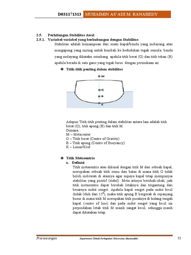 Perhitungan Stabilitas Awal | PDF