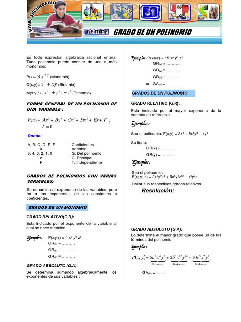 Grado de Un Polinomio | PDF | Análisis matemático | Relaciones matematicas