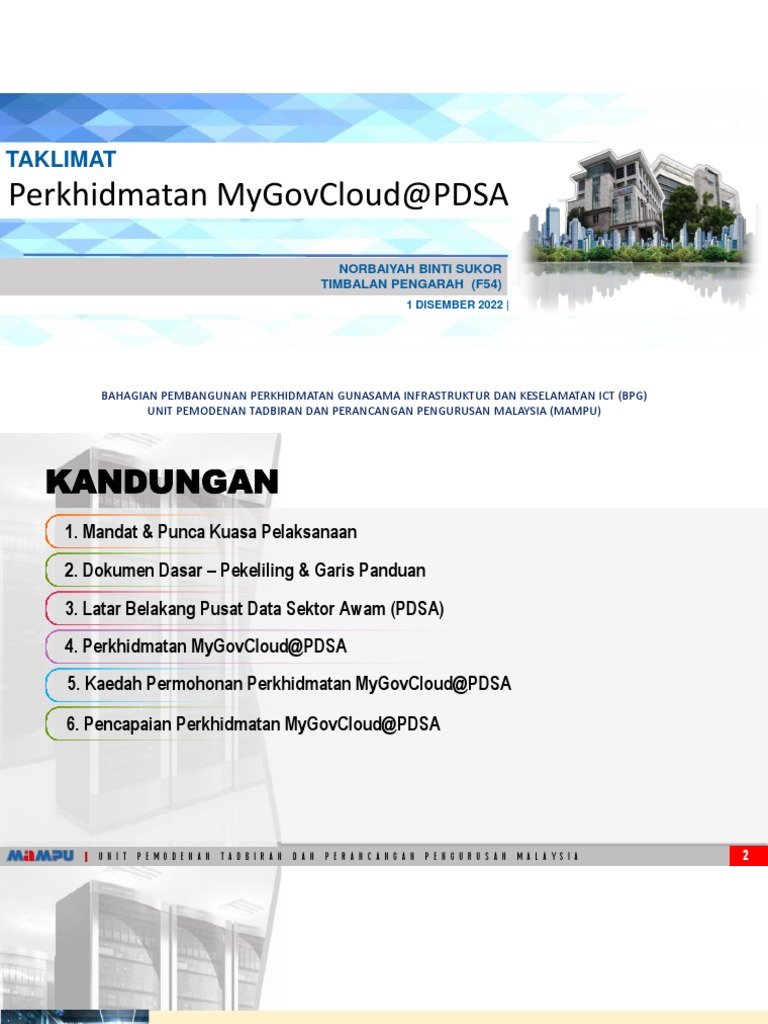 Sesi 5 Norbaiyah Slide Libat Urus MyGovCloud@PDSA | PDF