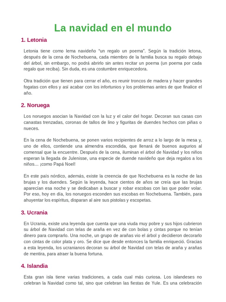 Navidades Del Mundo | PDF | Navidad | Nochebuena