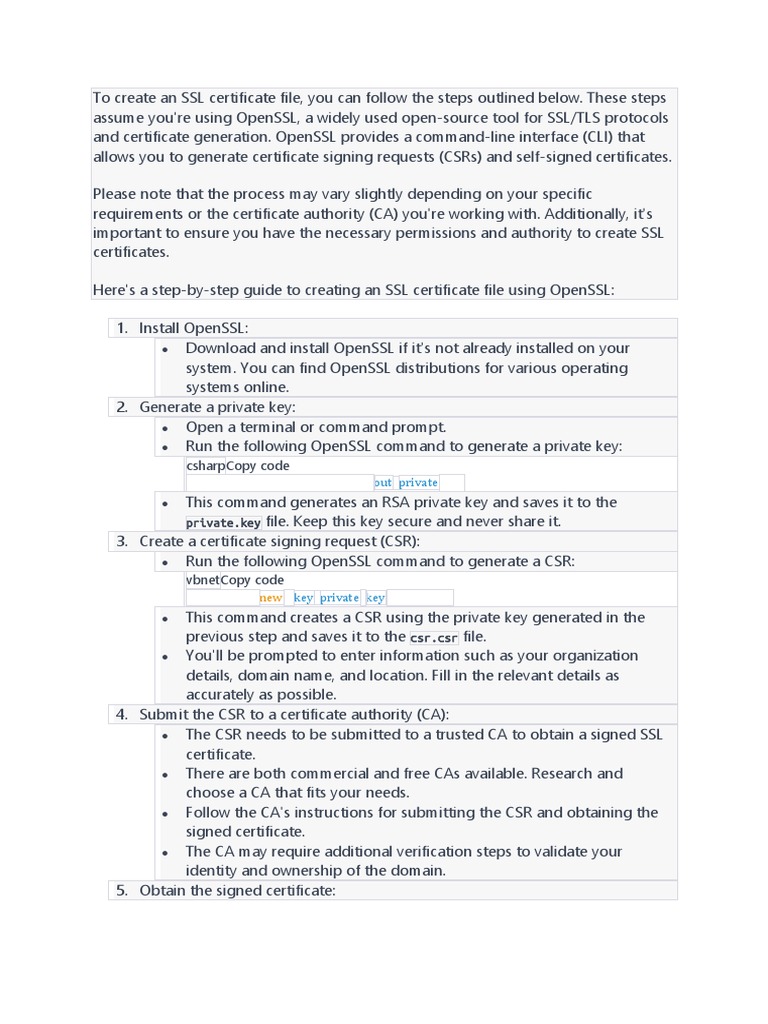 Create SSL Certificate with OpenSSL Guide | PDF | Public Key Certificate | Transport Layer Security