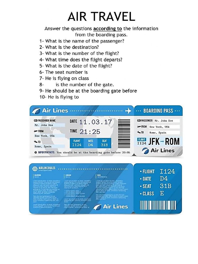 Airport Worksheet Answers | PDF | Sports & Recreation