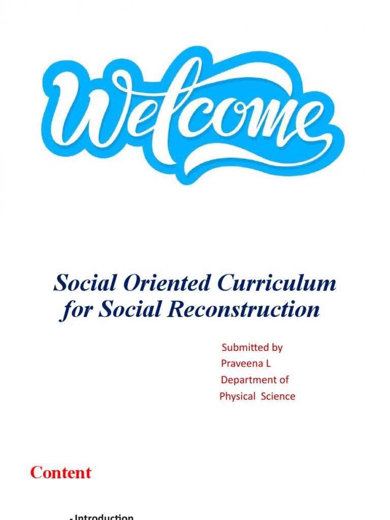 Social Oriented Curriculum For Social Reconstruction | PDF