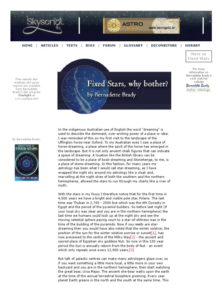 Skyscript - Fixed Stars, Why Bother - by Bernadette Brady | PDF ...