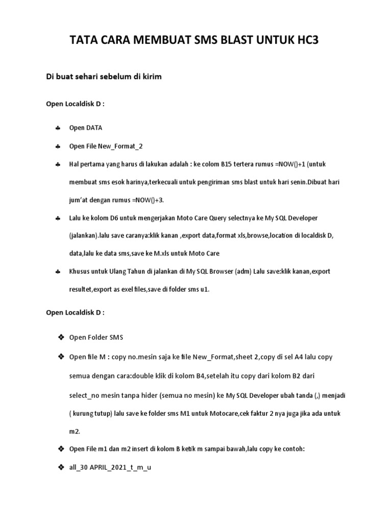 Tata Cara Membuat Sms Blast Hc3 | PDF