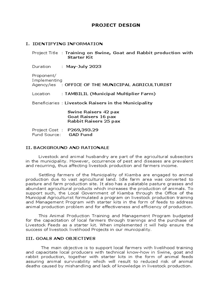 Project Design Format | PDF | Livestock | Agriculture
