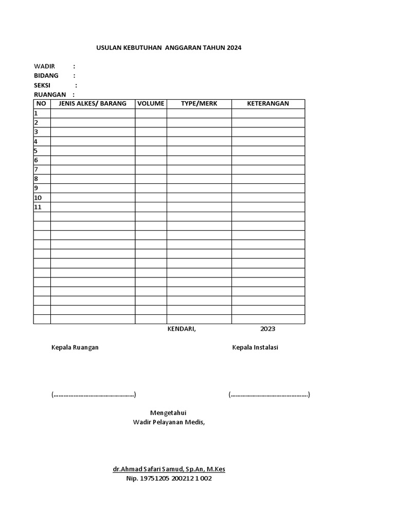 Format Usulan Tahun 2024 | PDF
