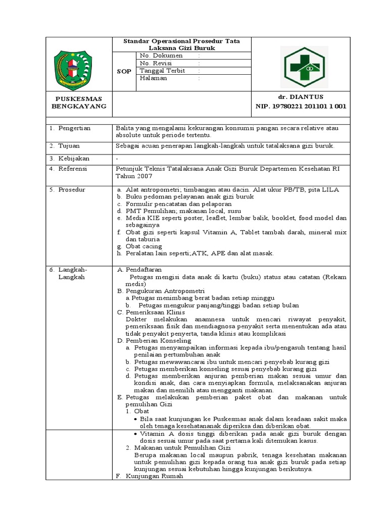 Sop Tatalaksana Gizi Buruk | PDF | Pengembangan Diri | Kesehatan Holistik