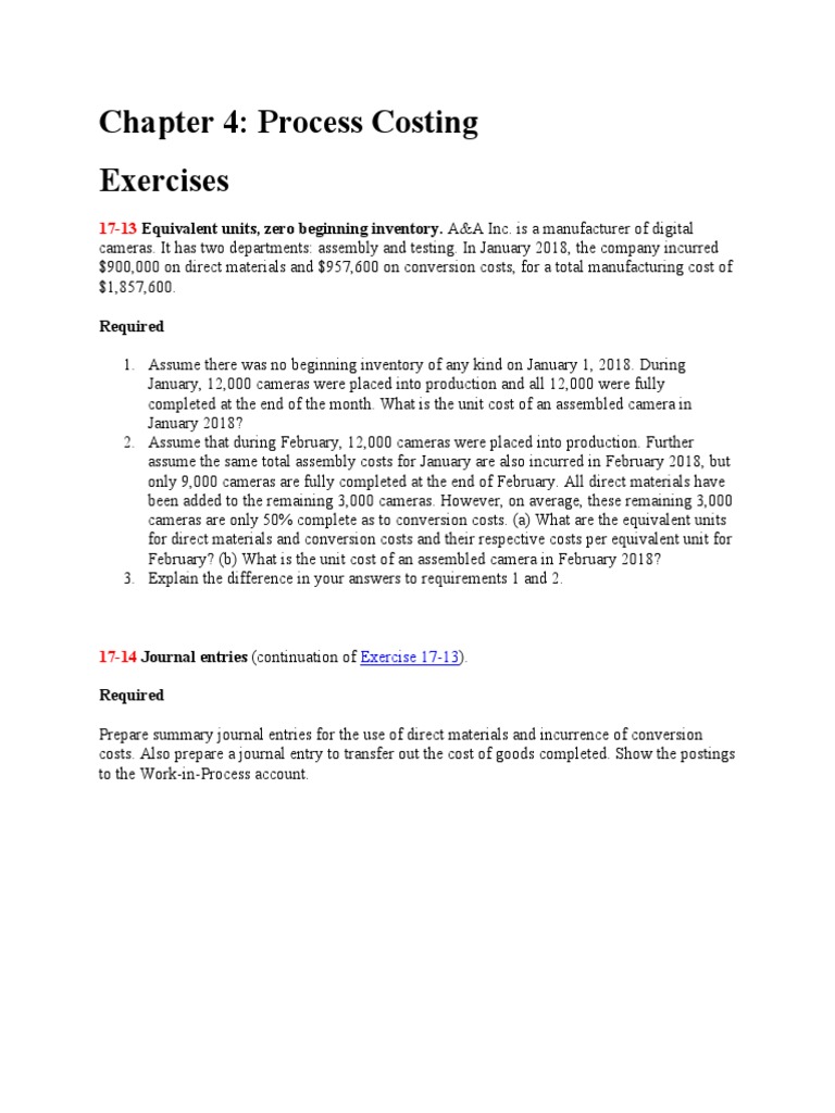 Chapter 4 Exercises | PDF | Management Accounting