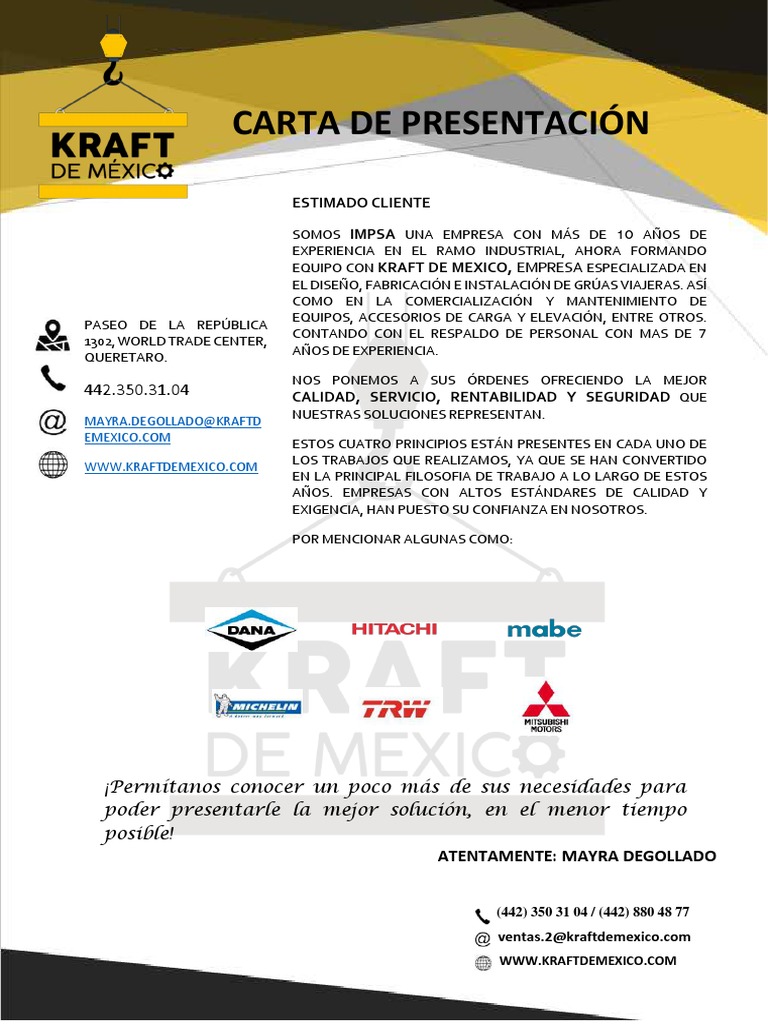 Carta de Presentacion Kraft 2020 - Mayra | PDF
