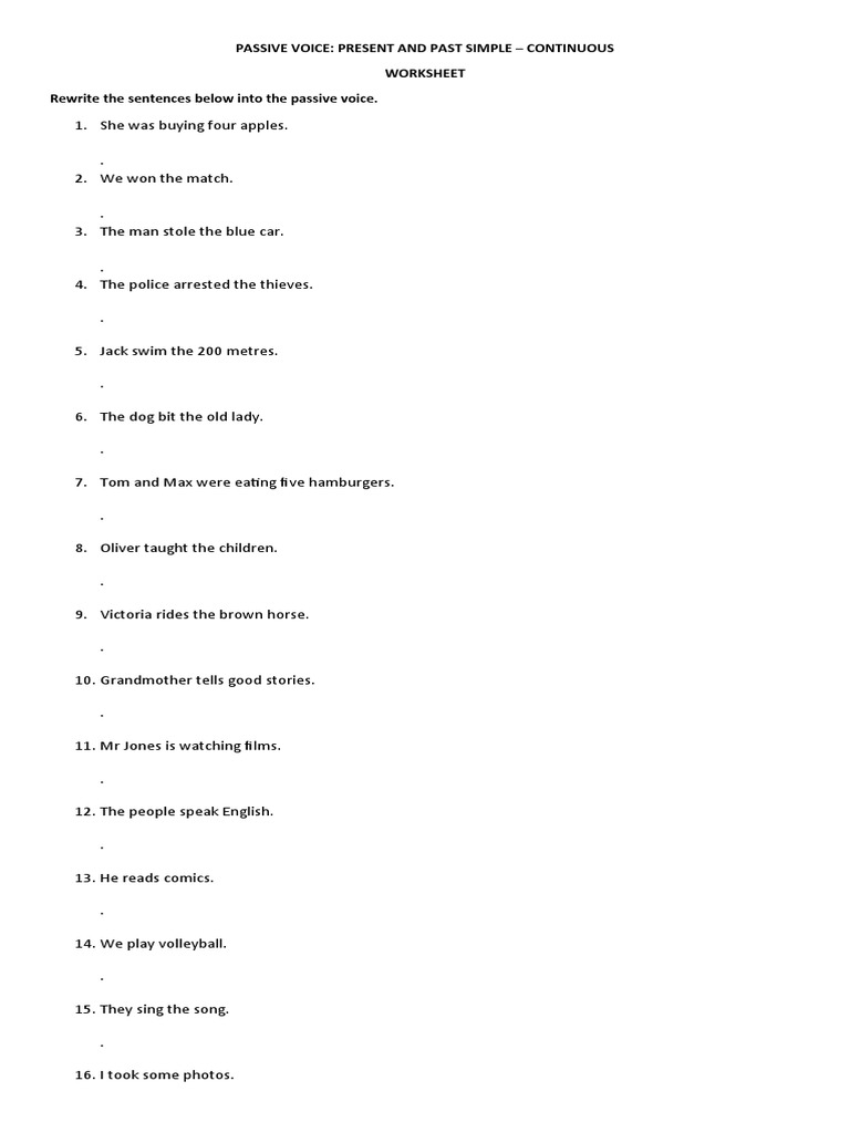 Passive Voice - Worksheet1 | PDF
