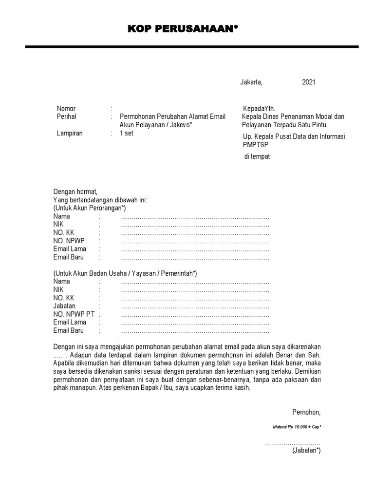 Permohonan Perubahan Email Jakevo | PDF | Komputer