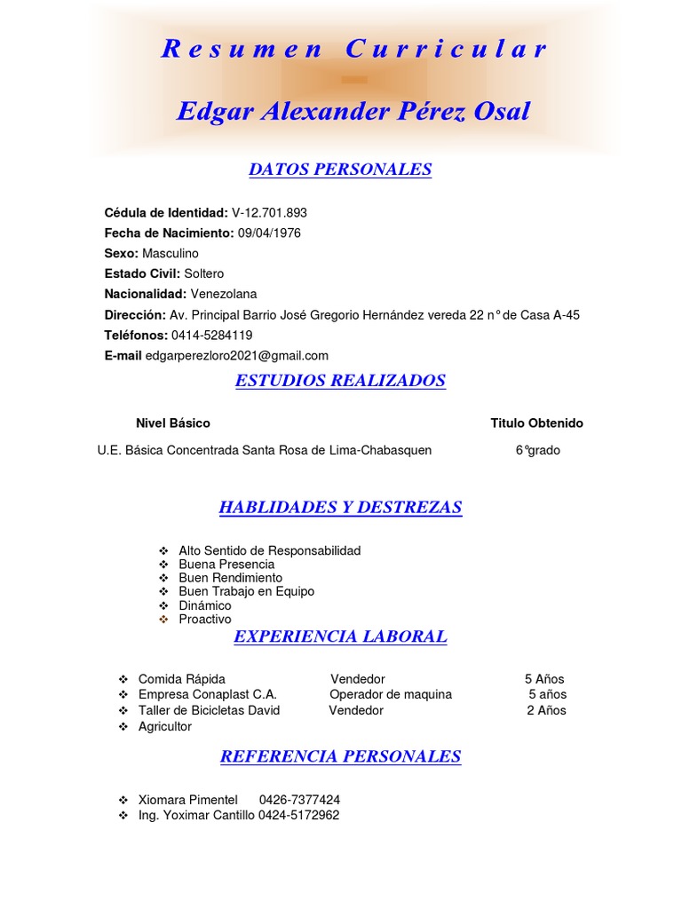 Curriculum Edgar Perez | PDF