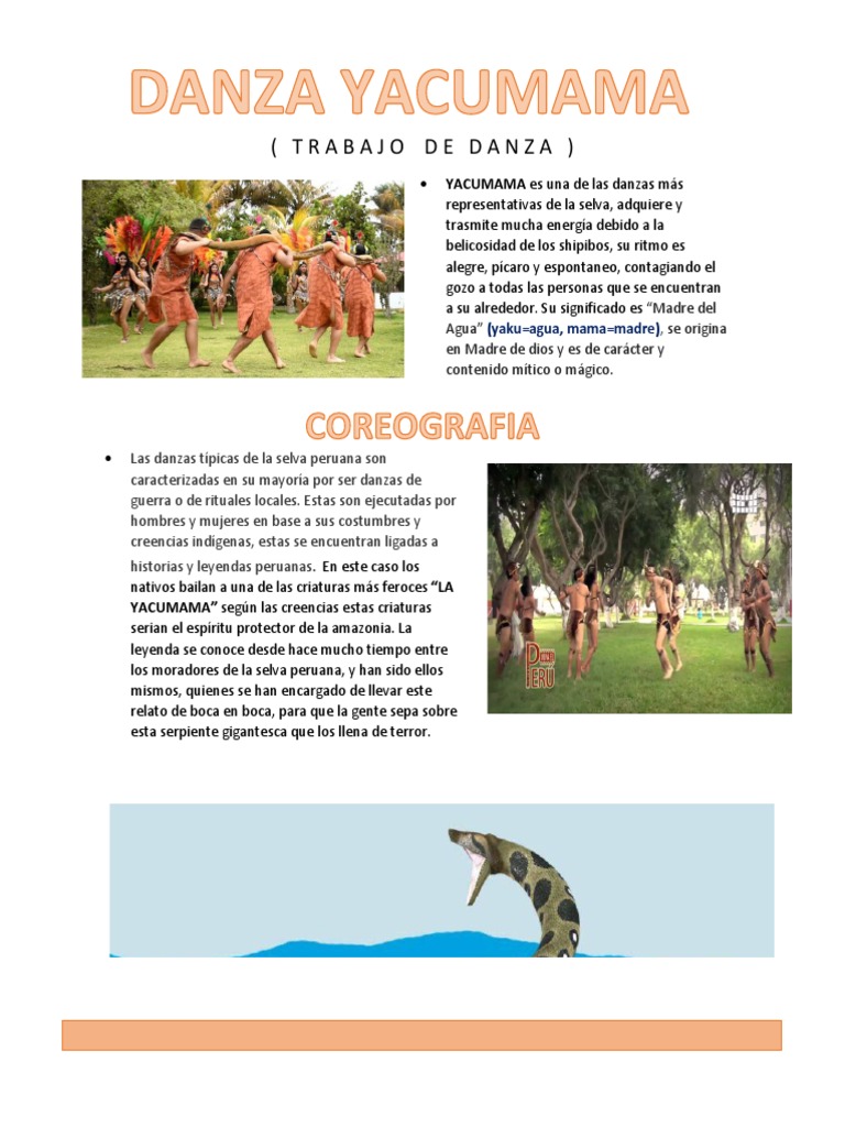 (Trabajo de Danza) : YACUMAMA Es Una de Las Danzas Más | PDF