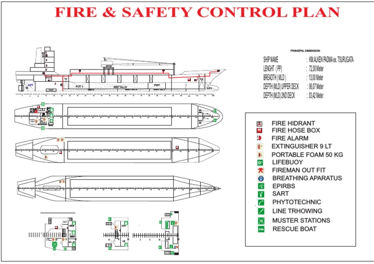 Ship Fire & Safety Control Plan | PDF | Ships | Water Transport