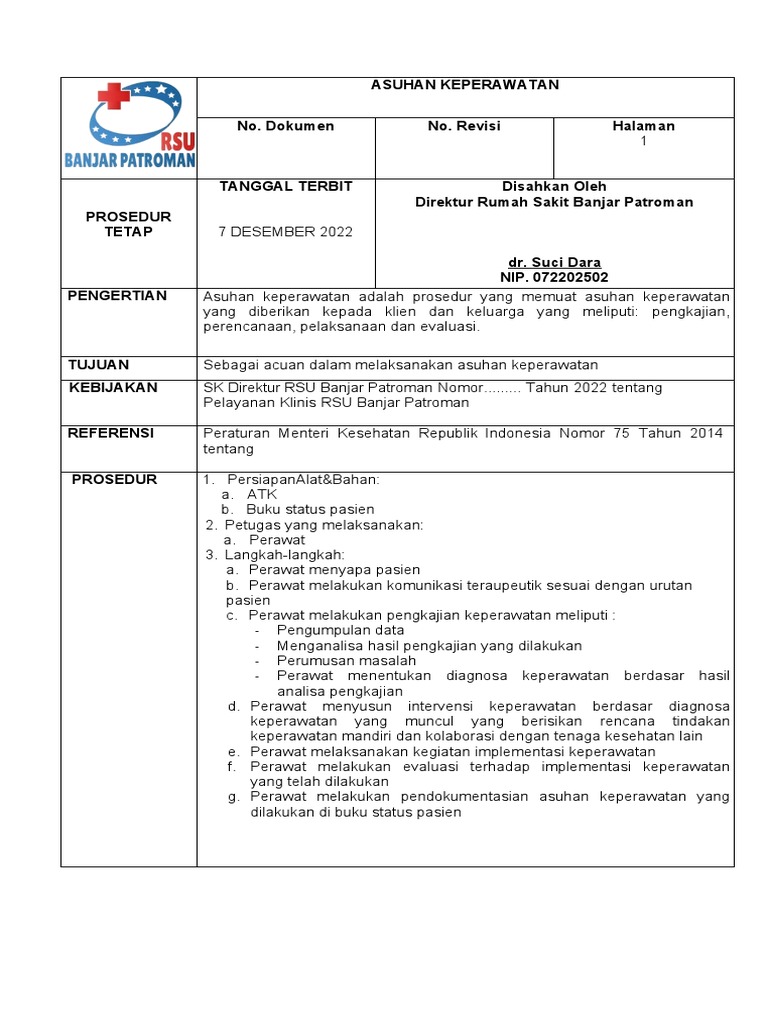 SOP-ASUHAN-KEPERAWATAN Revisi | PDF