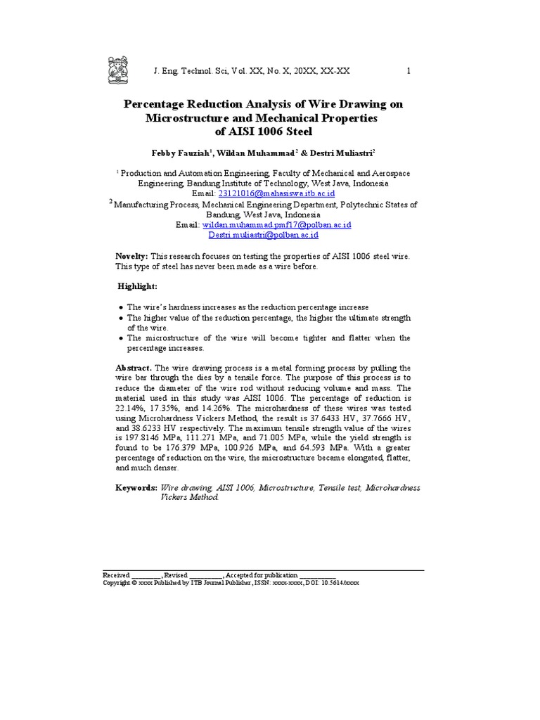 Febby Fauziah - Pengaruh Persentase Reduksi Terhadap Sifat Mekanik Dan Struktur Mikro Fix | PDF ...