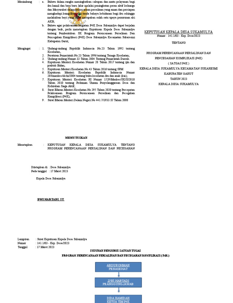 Program P4K Desa Sukamulya 2023 | PDF