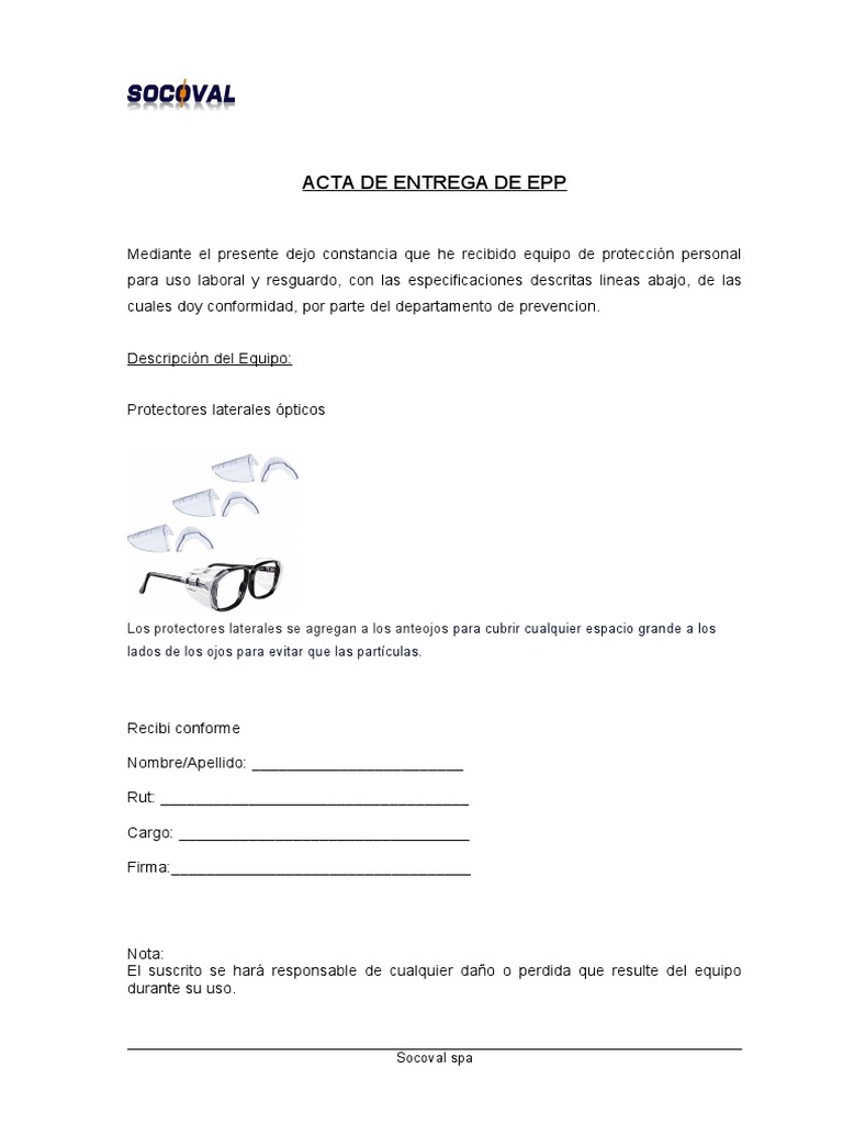 Formato de Acta de Entrega Epp | PDF