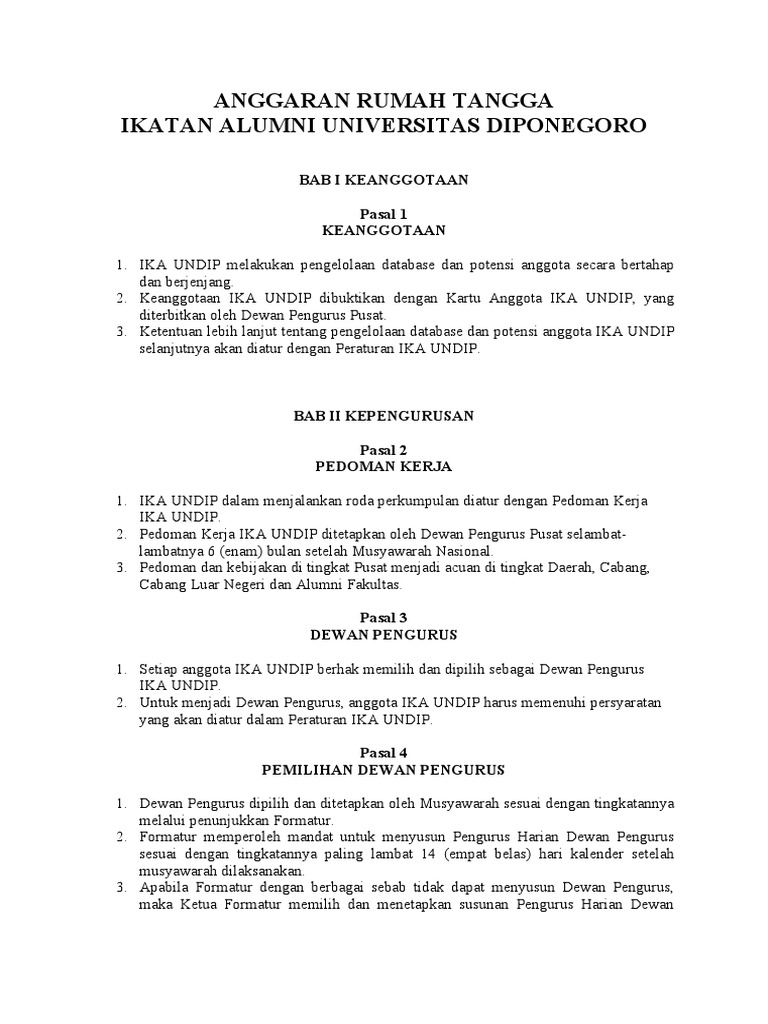 Contoh ART IKA | PDF | Karier & Perkembangan | Pengelolaan Keuangan & Uang