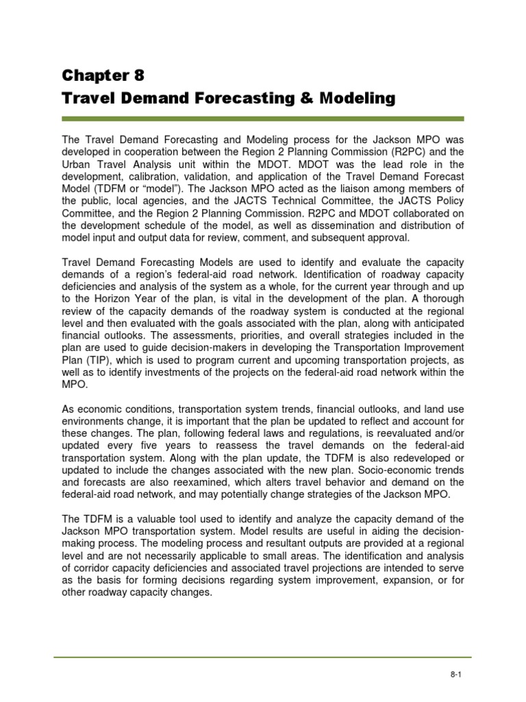 Chapter 8 Travel Demand Model Forecasting Modeling Download Free Pdf Transport