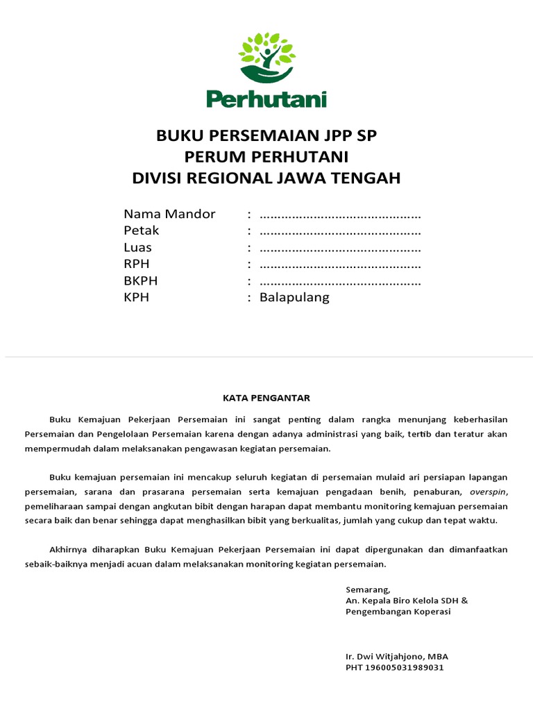 Buku Persemaian JPP SP Perum Perhutani KPH Balapulang Fix | PDF